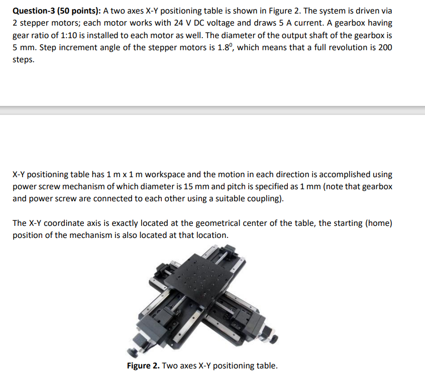 Question-3 (50 points): A two axes X-Y positioning | Chegg.com