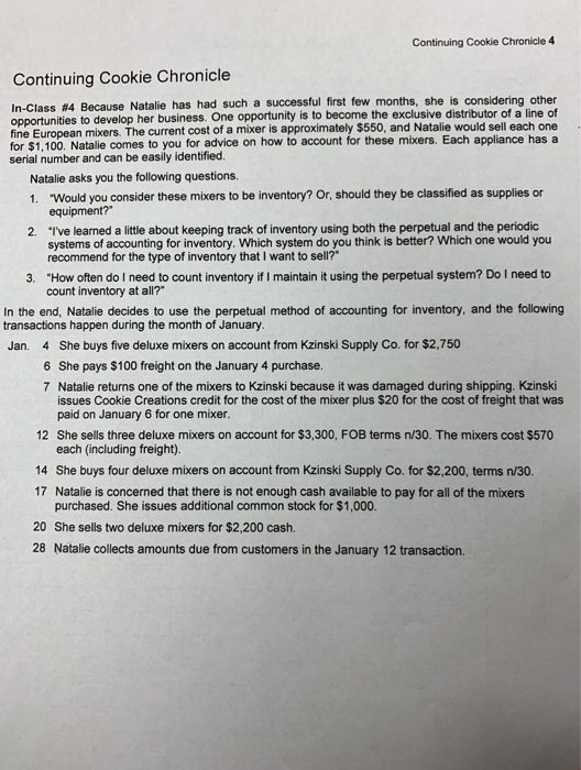 Continuing Cookie Chronicle 4 Continuing Cookie | Chegg.com