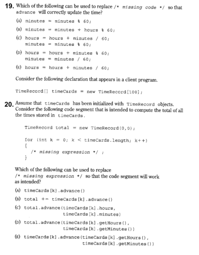 Solved Questions 19-20 efer to the following incomplete | Chegg.com