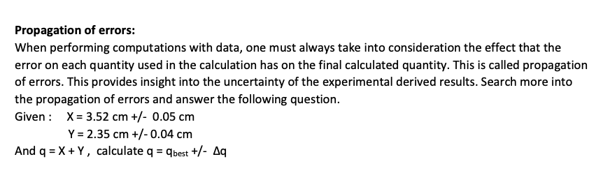 Solved Propagation of errors: When performing computations | Chegg.com