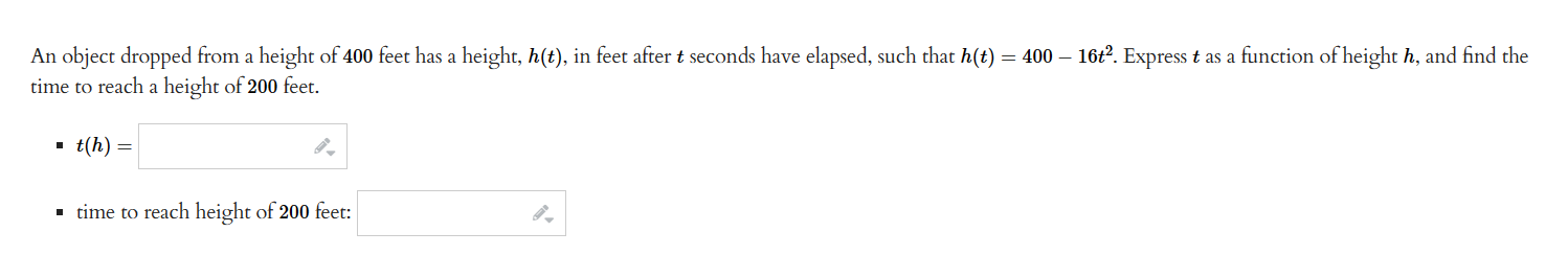 Solved An Object Dropped From A Height Of 400 Feet Has A