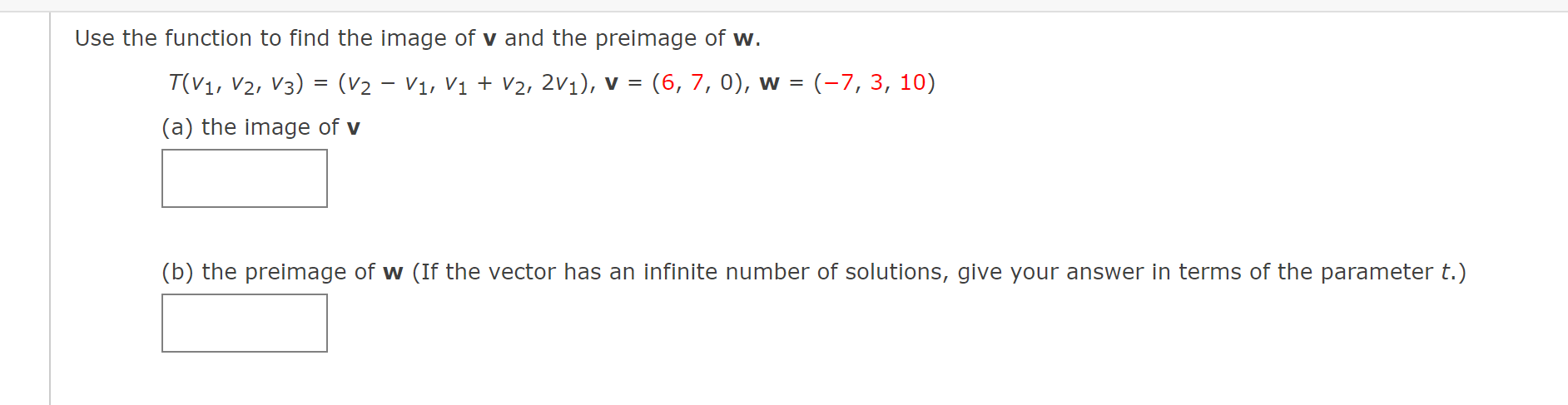 Solved Use the function to find the image of v and the | Chegg.com