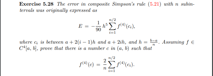 Solved Exercise 5.28 The error in composite Simpson's rule | Chegg.com