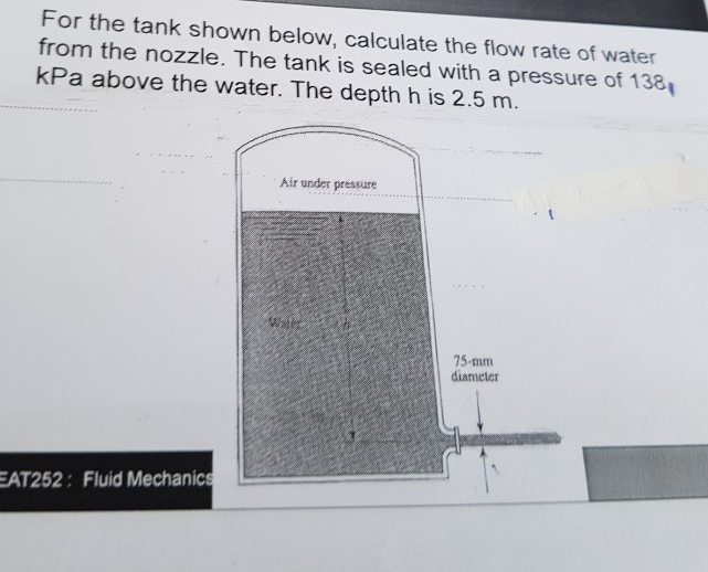 Solved For the tank shown below, calculate the flow rate of | Chegg.com