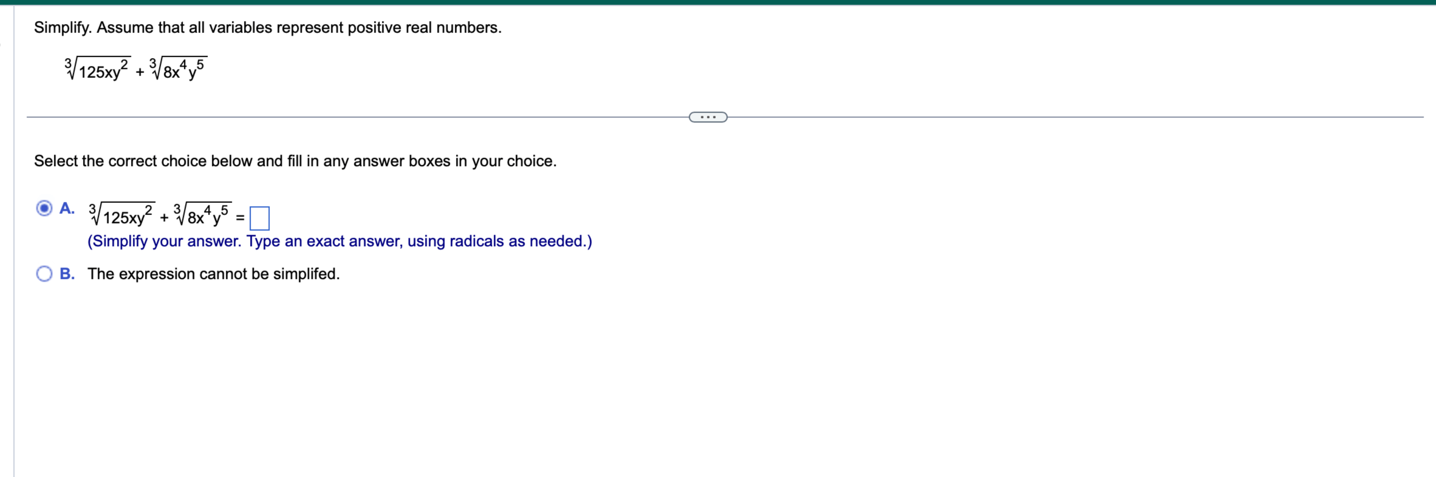 Solved Simplify. Assume that all variables represent | Chegg.com