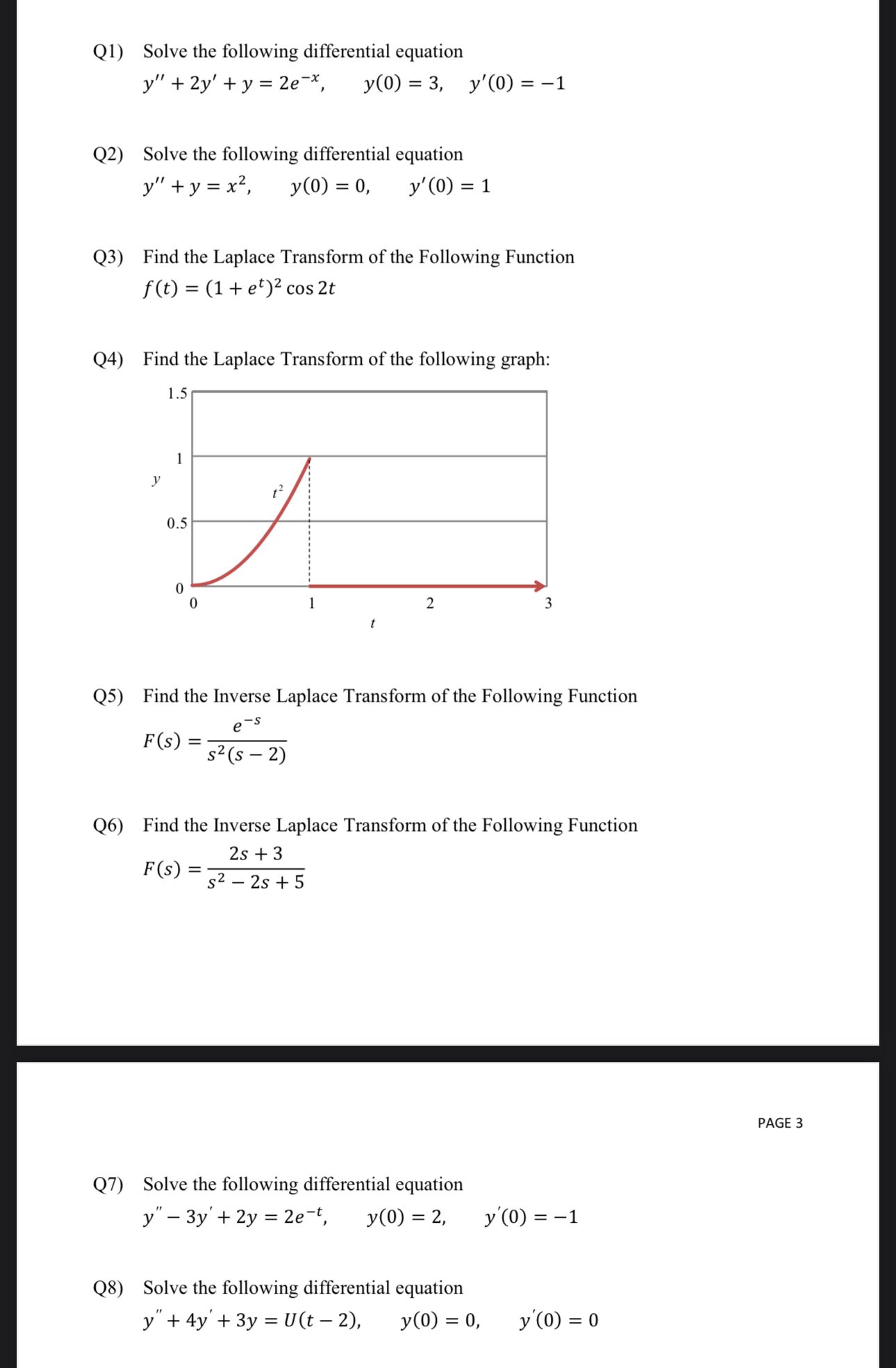Solved Q1) Solve the following differential equation | Chegg.com