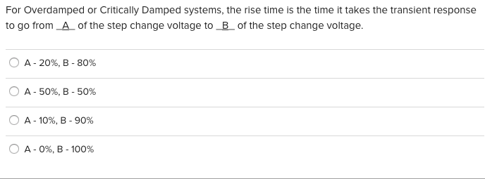 Solved For Overdamped or Critically Damped systems, the rise | Chegg.com