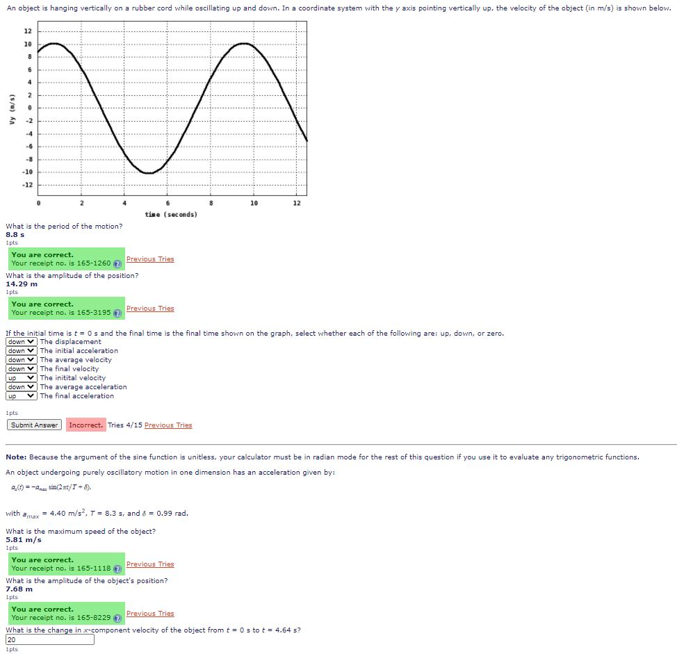 Solved An object is hanging vertically on a rubber cord | Chegg.com