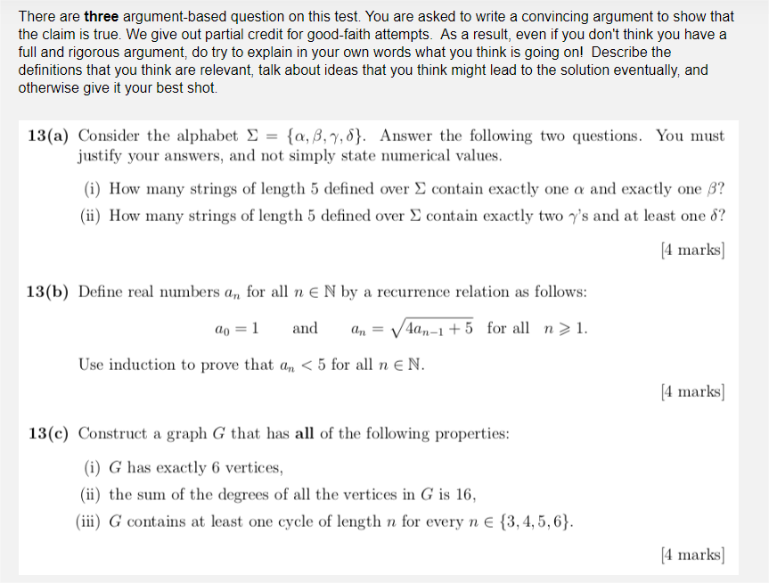 There are three argument-based question on this test. | Chegg.com