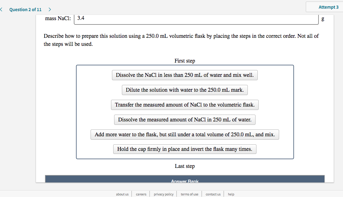 Solved Describe how to prepare this solution using a 250.0 | Chegg.com