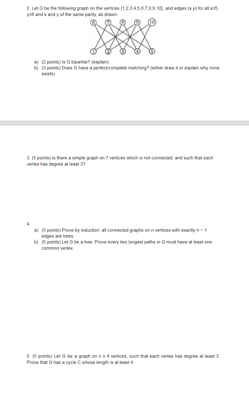 Solved 2. ﻿Let G be the following graph on the vertices | Chegg.com