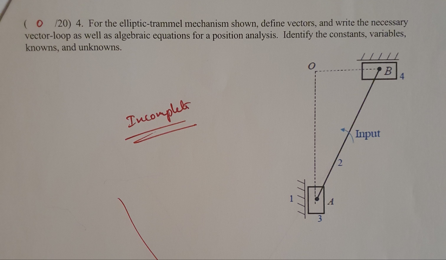 120) 4. For the elliptic-trammel mechanism shown, | Chegg.com