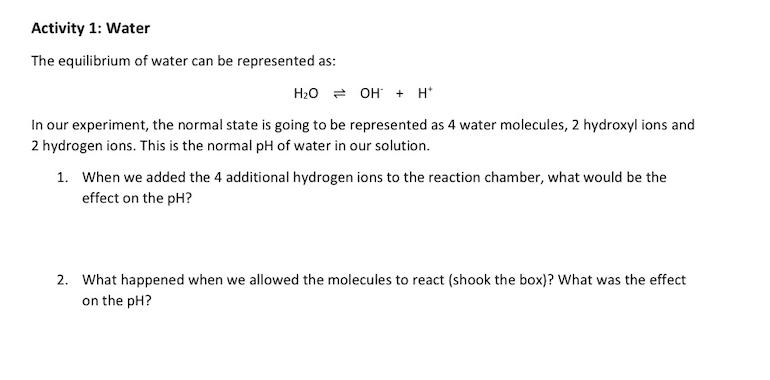 Solved Activity 1: Water The equilibrium of water can be | Chegg.com