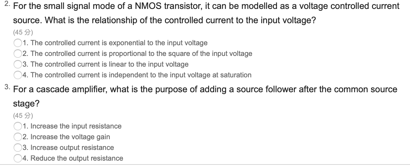 Solved 2. For the small signal mode of a NMOS transistor, it | Chegg.com