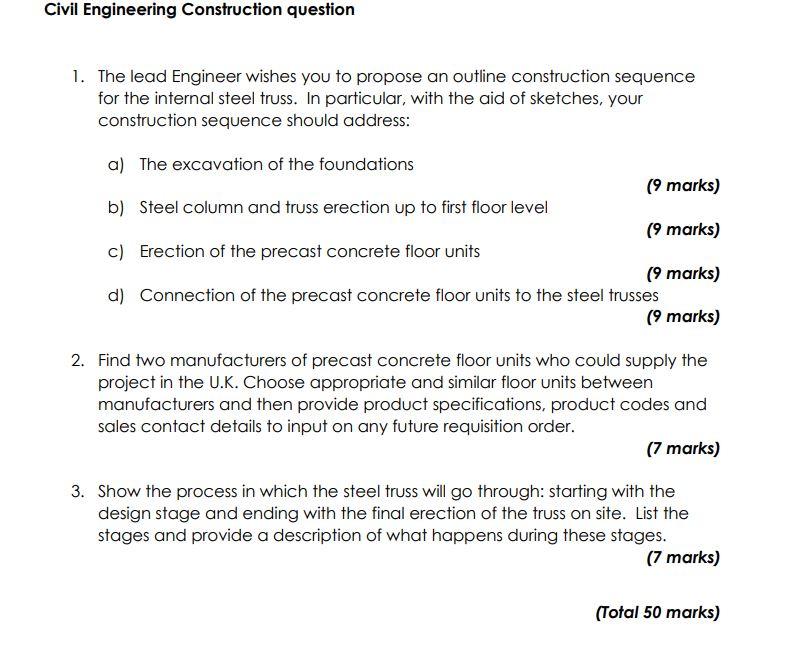 Civil Engineering Construction question 1. The lead | Chegg.com