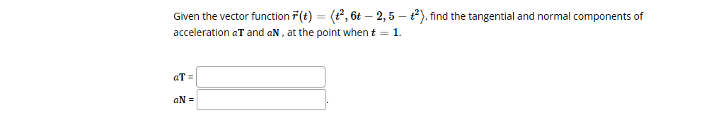 Solved Given the vector function vec(r)(t)=(:t2,6t-2,5-t2:), | Chegg.com