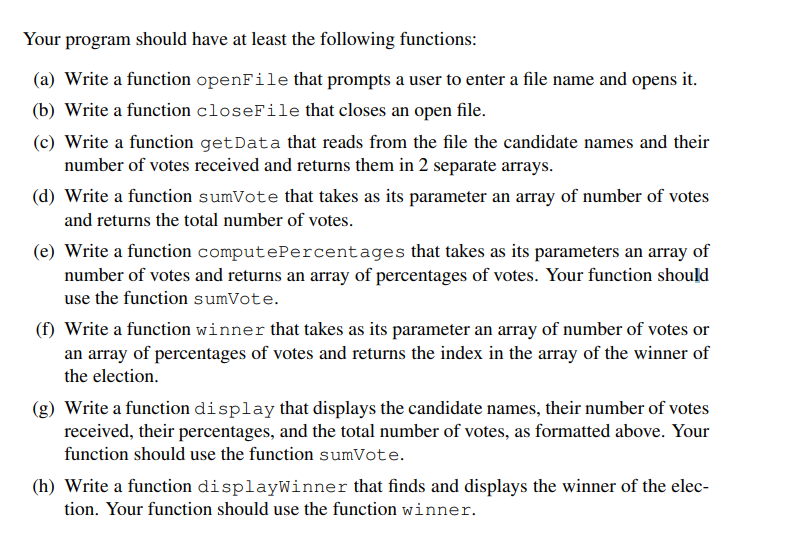Solved - Create a file vote. in that contains your data. - | Chegg.com