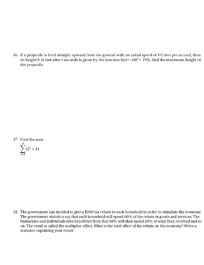 Solved 16. If a projectile is fired straight upward from the | Chegg.com