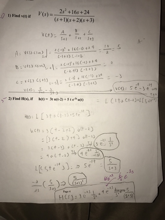 Solved Find v(t) if V(s) = 2s^2 + 16s + 24/(s + 1)(s + 2)(s | Chegg.com