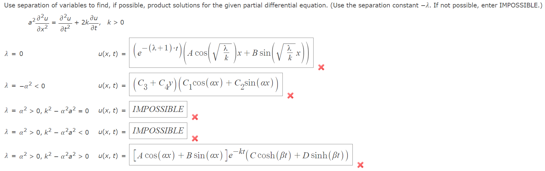 Solved Use separation of variables to find, if possible, | Chegg.com