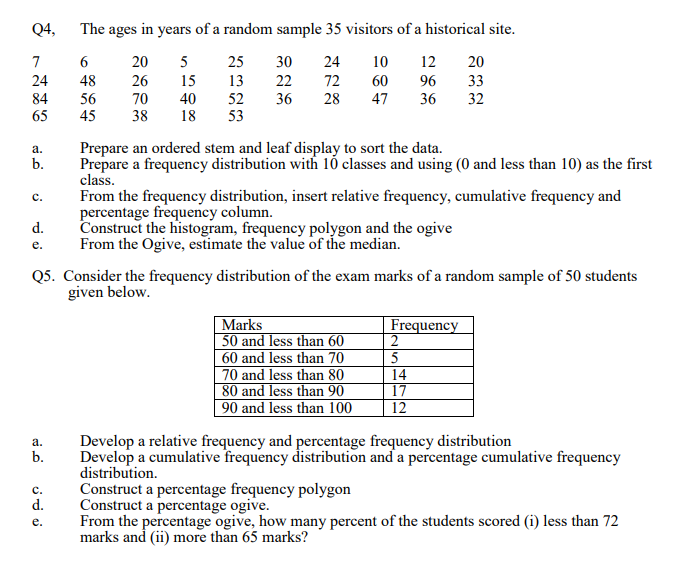 Solved Q4, The ages in years of a random sample 35 visitors | Chegg.com