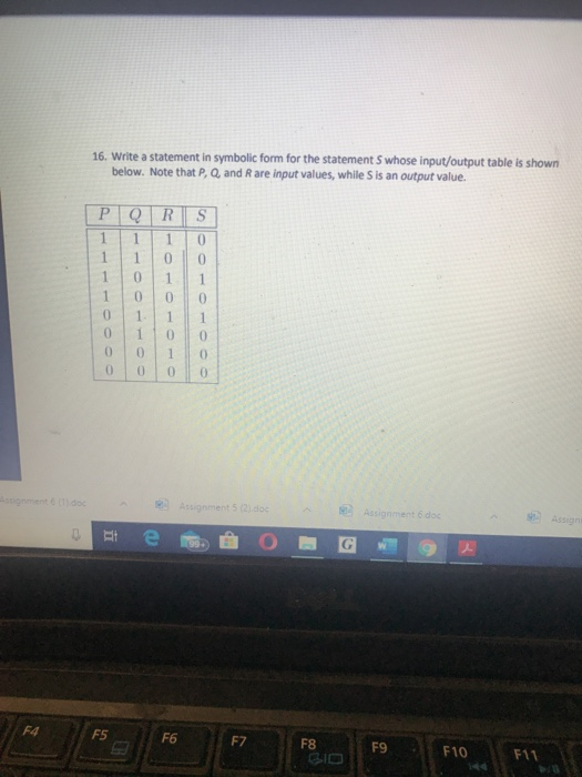 Solved 16. Write a statement in symbolic form for the | Chegg.com