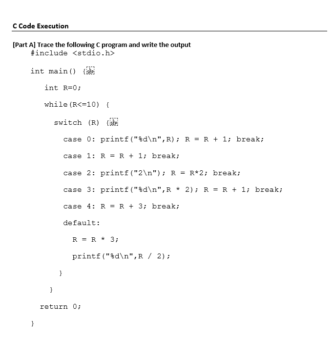 Solved C Code Execution [Part Al Trace the following C | Chegg.com