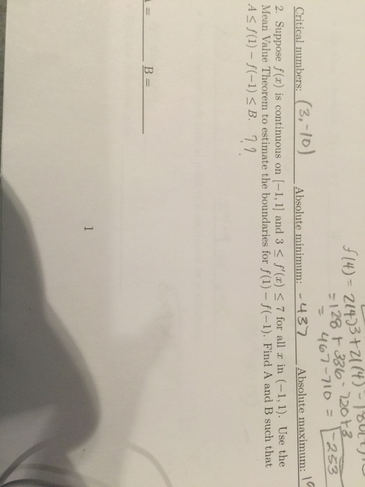 Solved Suppose f(x) is continuous on [-1, l] and 3 | Chegg.com