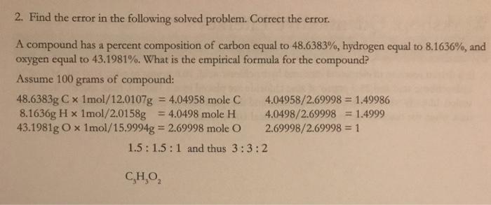 Solved 2. Find the error in the following solved problem. | Chegg.com