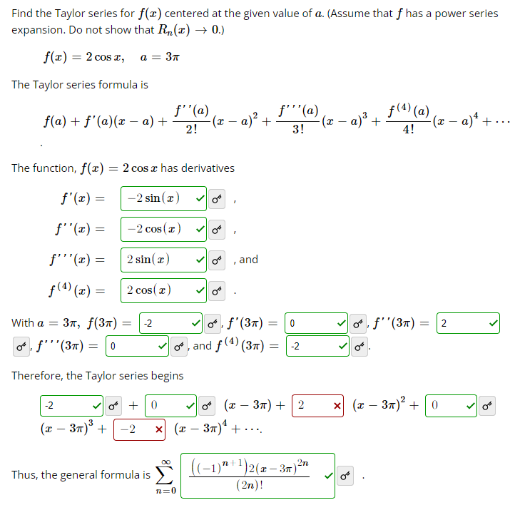 Solved Find the Taylor series for f(x) centered at the given | Chegg.com