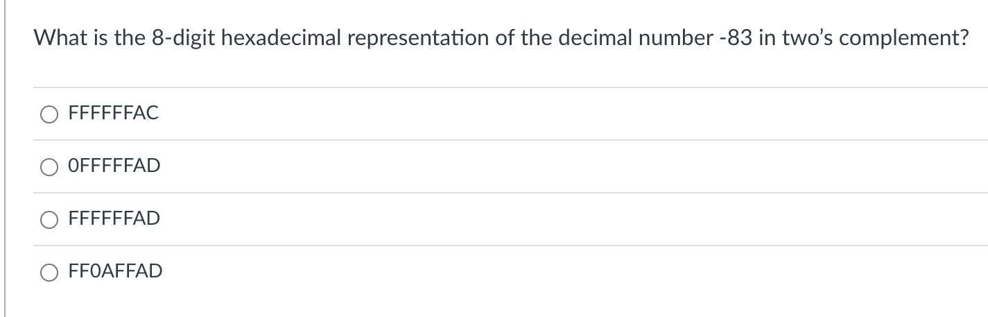 Solved What is the 8-digit hexadecimal representation of the | Chegg.com