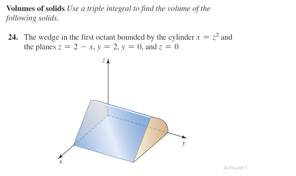 Solved Volumes of solids Use a triple integral to find the | Chegg.com
