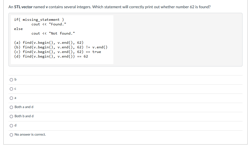 Solved An STL vector named v contains several integers. | Chegg.com
