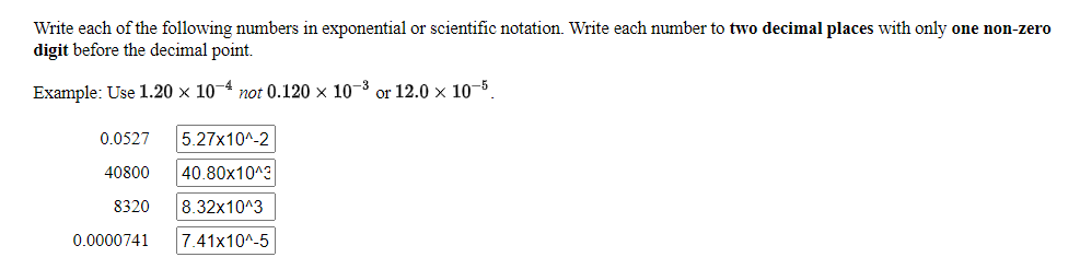 Solved Write each of the following numbers in exponential or | Chegg.com