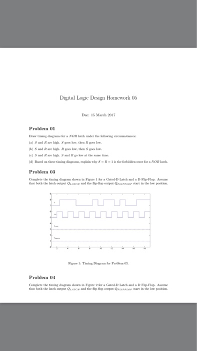 Solved Digital Logic Design Homework 05 Due: 13 March 2017 | Chegg.com