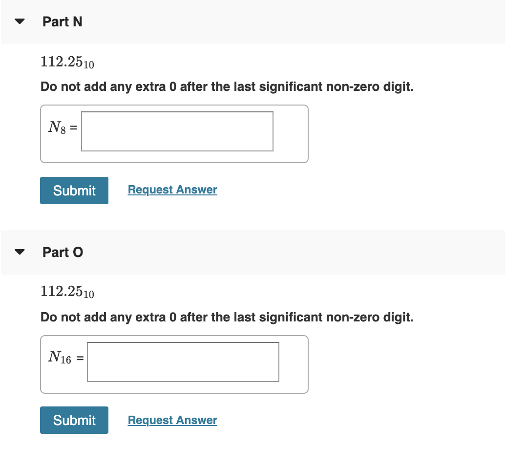 Solved Part L 313.062510 Do not add any extra 0 after the | Chegg.com