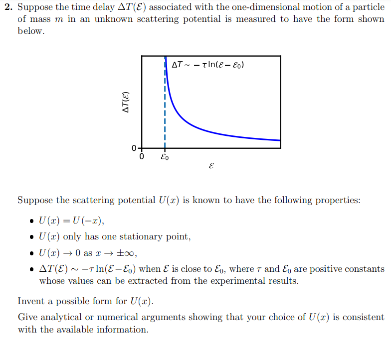 Solved Suppose the time delay ΔT(E) ﻿associated with the | Chegg.com
