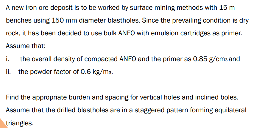 Solved A new iron ore deposit is to be worked by surface | Chegg.com