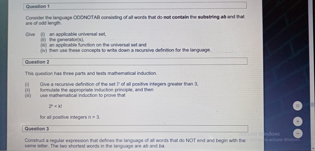 Solved Question 1 Consider the language ODDNOTAB consisting | Chegg.com