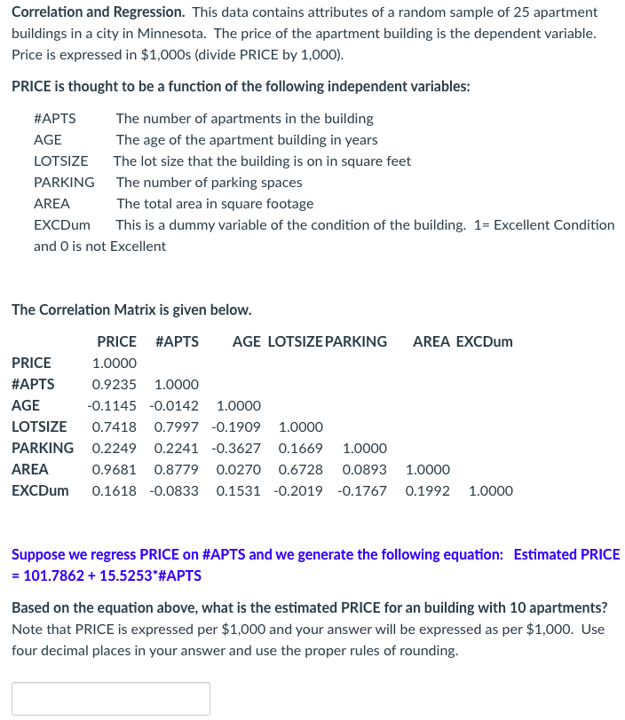 Solved Correlation and Regression. This data contains | Chegg.com