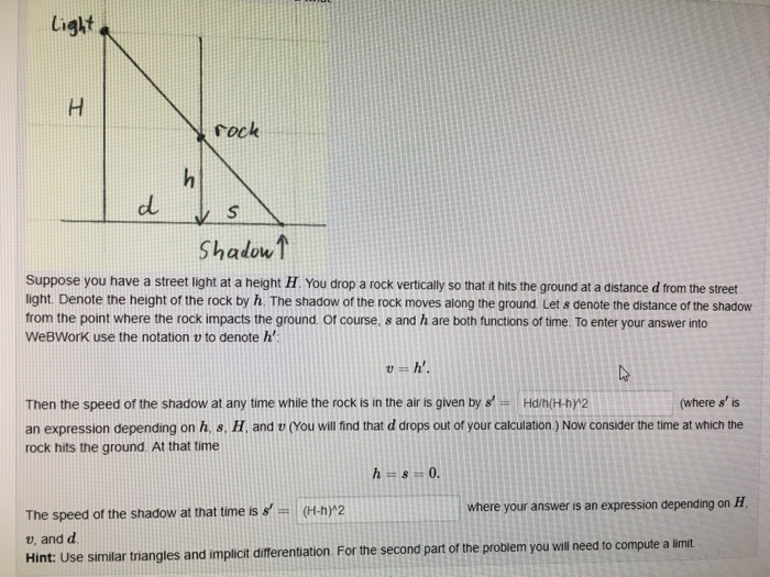 Solved (1 point) This is a related rates problem with a | Chegg.com