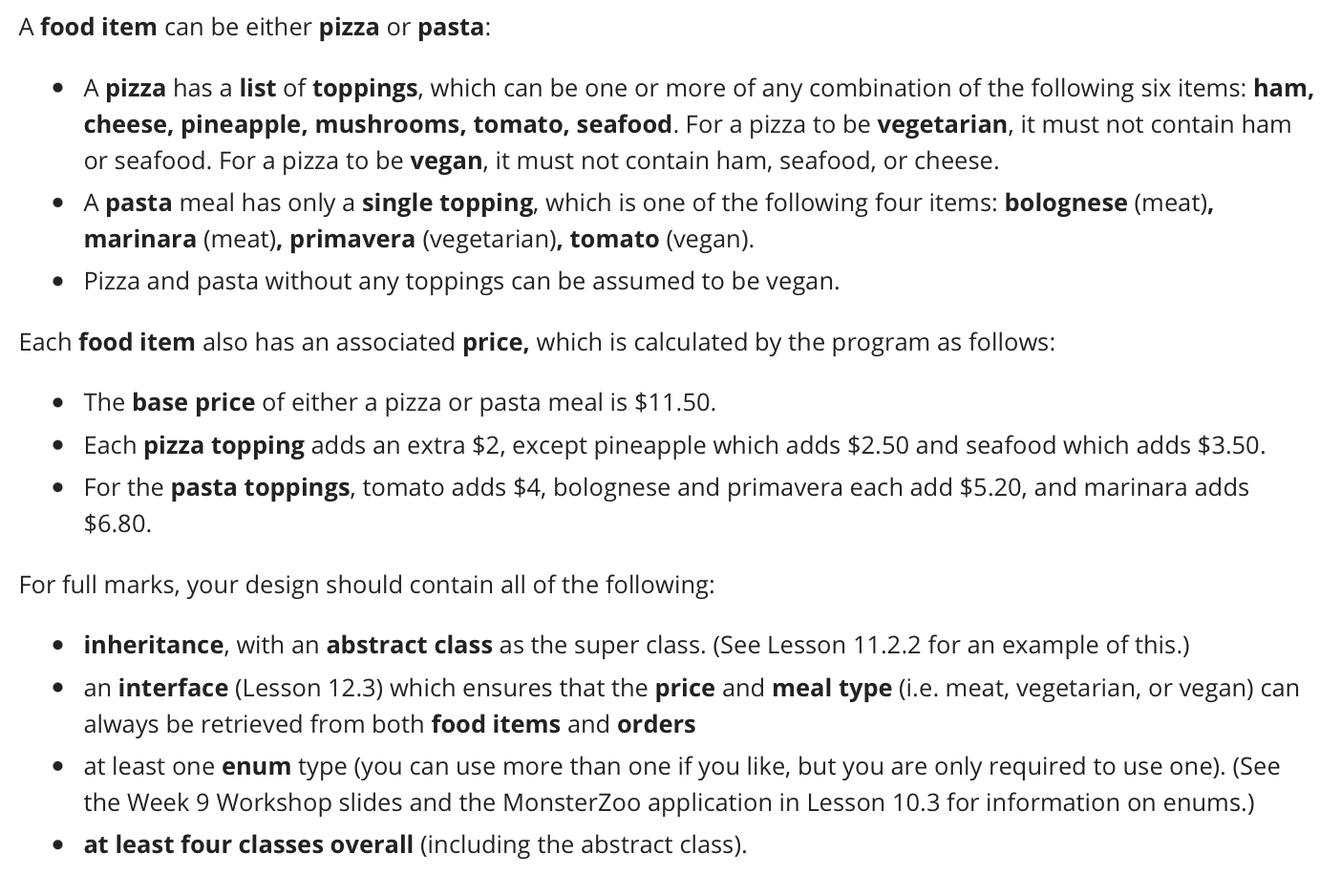 Solved You are required to develop a takeaway order | Chegg.com