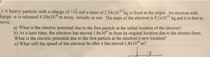 Solved ) A heavy particle with a charge of +2e and a mass of | Chegg.com