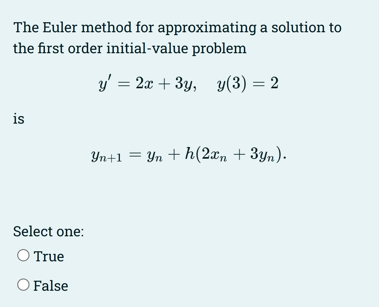 Solved The Euler method for approximating a solution to the | Chegg.com