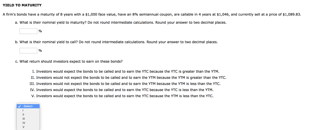Solved YIELD TO MATURITY A firm's bonds have a maturity of 8 | Chegg.com