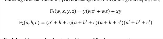 Solved Determine the complement of the following 2 Boolean | Chegg.com