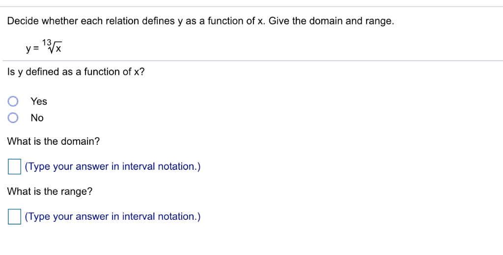 Solved Is Y Defined As A Fuction Of X ﻿what Is The Domain 5008
