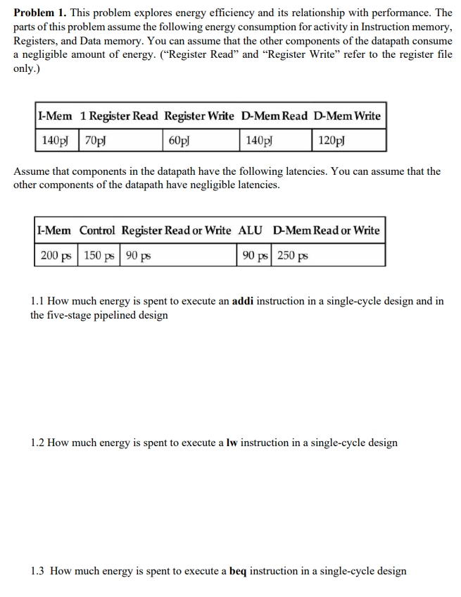Solved Problem 1. This problem explores energy efficiency | Chegg.com