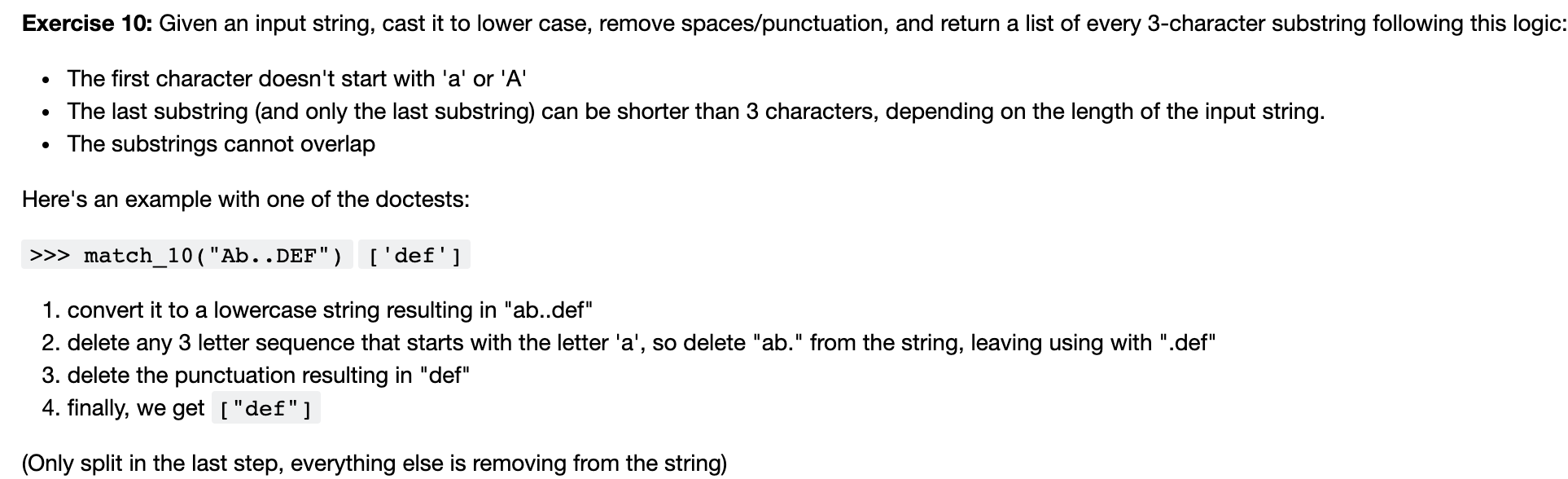 Solved Exercise 10: Given an input string, cast it to lower | Chegg.com