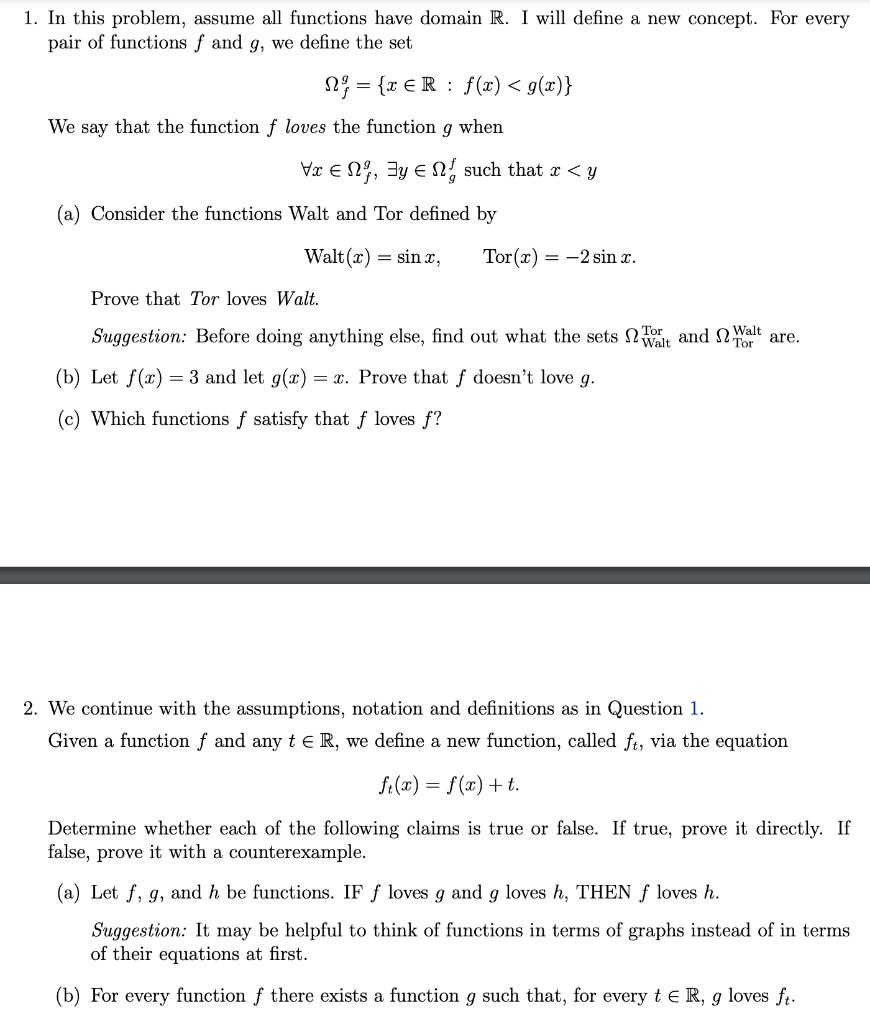 Solved 1. In this problem, assume all functions have domain | Chegg.com